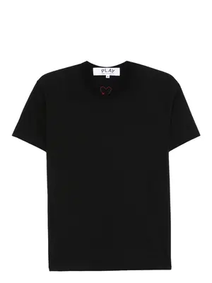 Play Comme Des Garcon Signature Heart-patch T-shirt - Black