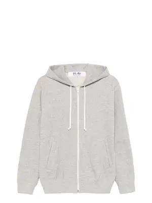 Play Comme Des Garcon Signature Heart-patch Hoodie - Grey