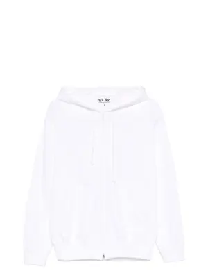 Play Comme Des Garcon Signature Heart-patch Hoodie - White