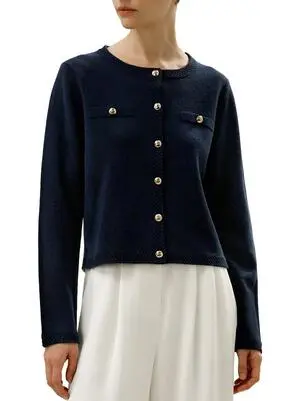 Lilysilk Wool Button-front Jacket - Navy Blue
