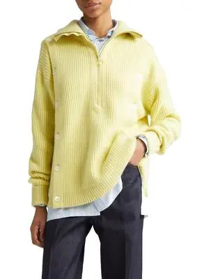 SETCHU Sethu Button Detail Cashmere Ribbed Sweater - Yellow