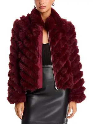 Love Token Reversible Faux Fur Jacket - Wine