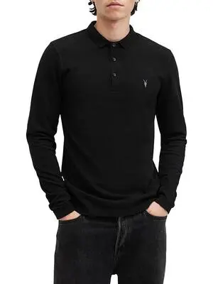 ALLSAINTS Reform Cotton Slim Fit Polo Shirt - Black