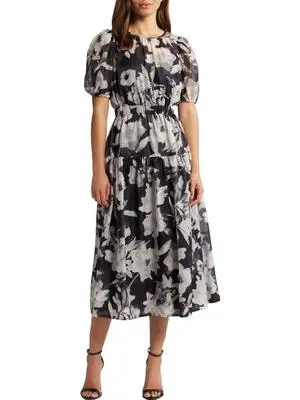 ANNE KLEIN Anne Klein Floral Tiered Midi Dress