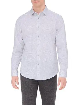Bugatchi James Ooohcotton® Floral Abstract Print Button-up Shirt - Platinum