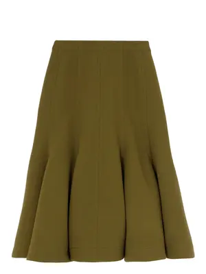 BOTTEGA VENETA Paneled Pleated Wool-crepe Midi Skirt