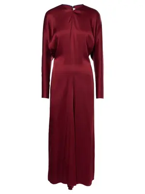 Victoria Beckham Draped Crepe Satin Midi Dress - Red