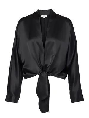 THE SEI Tie-front Blouse - Black