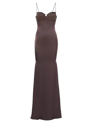 Alex Perry Satin Bustier Gown - Brown