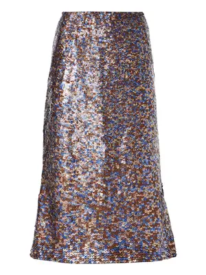 Dries Van Noten Sequined Wool-blend Midi Skirt - Multicoloured