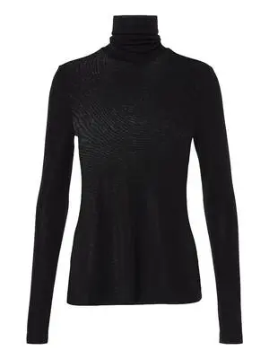 AGOLDE Pascale Jersey Turtleneck Top In Ivory Glow - Black