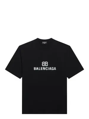 Balenciaga Bb Pixel Medium Fit T-shirt /white - Black