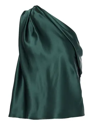 THE SEI Silk One-shoulder Top - Green