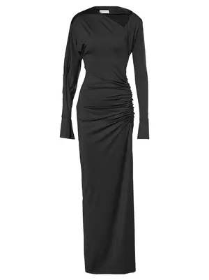 Victoria Beckham Ruched Asymmetric Gown - Black