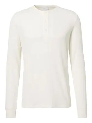 Sunspel Cotton Henley Shirt - White