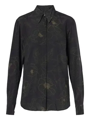 Dries Van Noten Floral Silk Shirt - Black