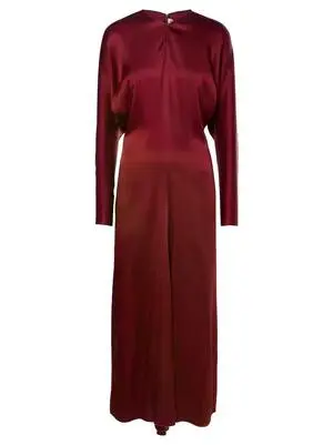 Victoria Beckham Draped Crêpe Satin Midi Dress - Red