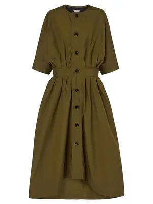 Bottega Veneta Cotton Canvas Shirt Dress - Green