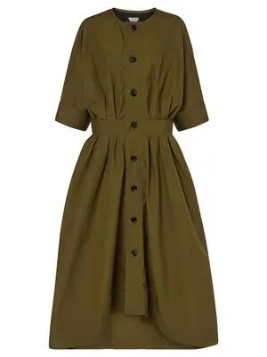 Bottega Veneta Cotton Canvas Shirt Dress - Green