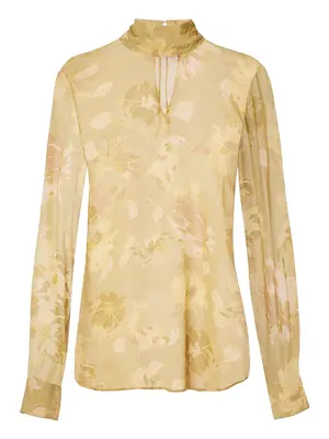 Dries Van Noten Printed Sheer Blouse - Beige