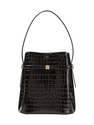 TOTEME Croc-effect Leather Bucket Bag - Brown