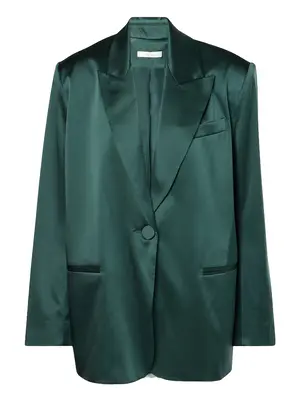 THE SEI Silk Satin Blazer - Green