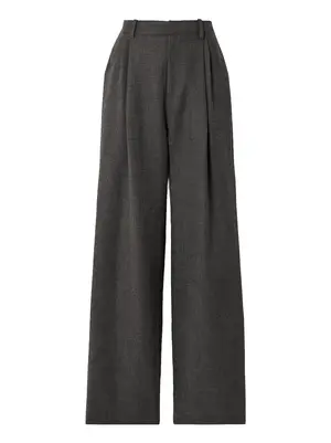 LIBEROWE The Vanguard Annie Pleated Wool Wide-leg Pants - Gray