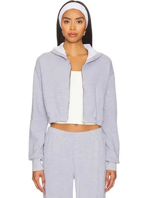 Lamade Zip-up Cropped Hoodie - Heather Grey