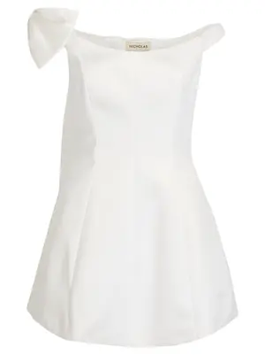 NICHOLAS Off-the-shoulder Satin Mini Dress - White