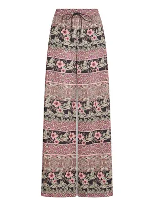 Alice + Olivia Floral-print Wide-leg Crepe Pants - Baby Pink