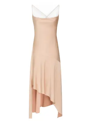 Alice + Olivia Harmony Asymmetric Satin-crepe Midi Dress - Sand