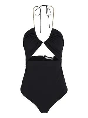 Alice + Olivia Sariya Cutout Stretch-jersey Halterneck Top - Black