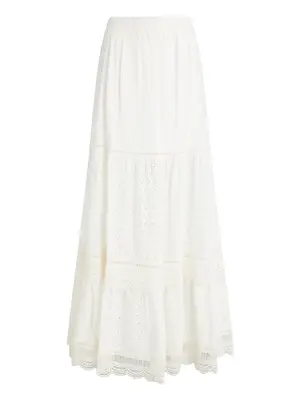 ALICE + OLIVIA Alice + Olivia Reise Broderie Anglaise Cotton Maxi Skirt