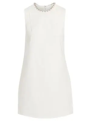 AREA Crystal-Embellished Cutout Mini Dress Ivory