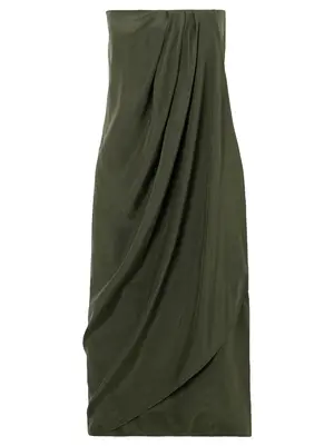 GAUGE81 Onna Strapless Draped Silk-Satin Midi Dress