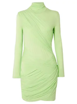 Gauge81 Kores Draped Stretch-jersey Mini Dress - Light Green