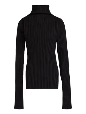 Philosophy Di Lorenzo Serafini Cutout Ribbed-knit Turtleneck Sweater - Black