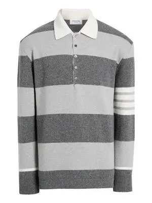 Thom Browne Striped Wool Polo Sweater - Anthracite