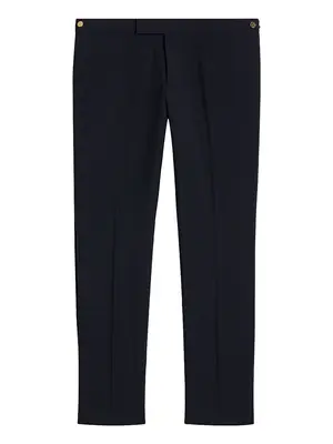 Thom Browne Slim-Fit Striped Wool-Blend Trousers Navy