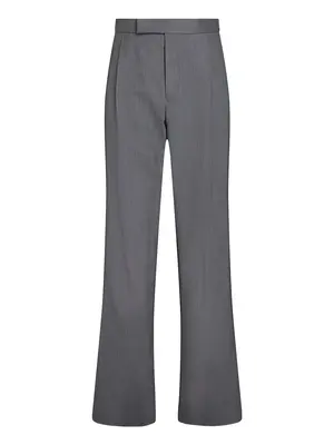 Thom Browne Pleated Grain De Poudre Wool Pants - Gray