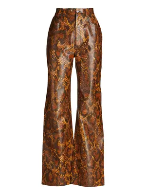 Nanushka Camma Snake-effect Straight-leg Pants - Animal Print