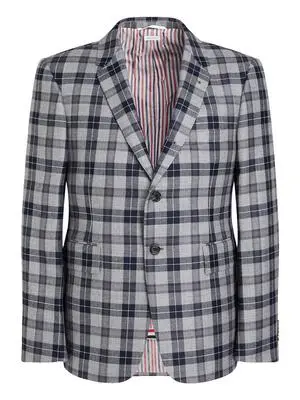 Thom Browne Checked Wooltweed Blazer - Gray