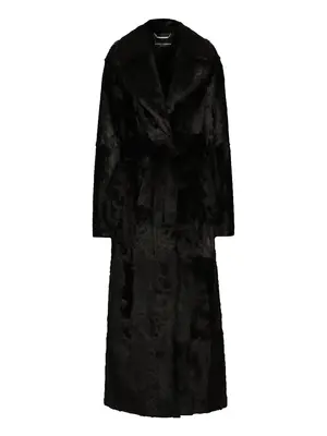 Dolce & Gabbana Goatskin Belted Coat - Black