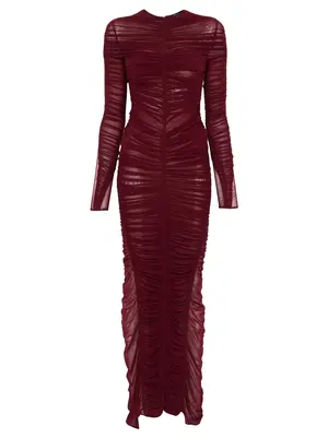 MUGLER Ruched Maxi Dress - Red