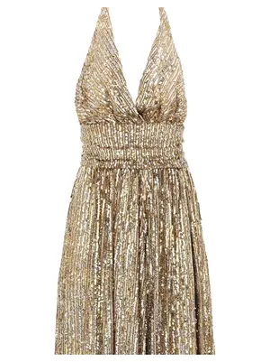 Dolce & Gabbana Sequined Halterneck Gown - Gold