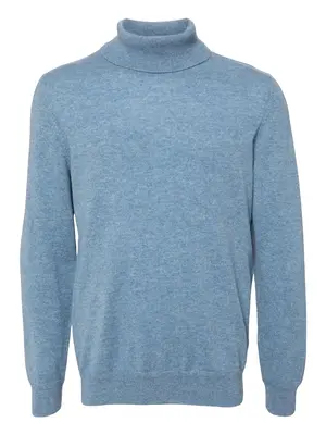 MAN ON THE BOON. On The Boon Cashmere Roll-neck Jumper - Blue