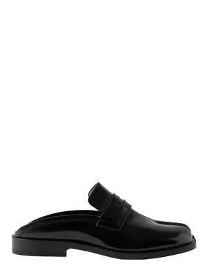 MAISON MARGIELA Tabi Glossed-leather Slippers - Black
