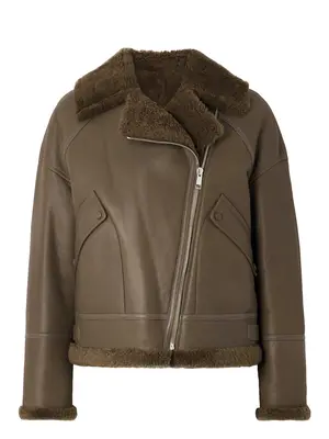 YVES SALOMON Shearling Biker Jacket - Brown