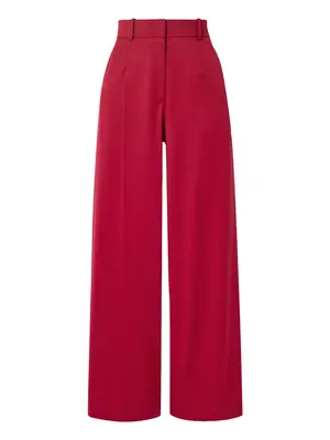 Another Tomorrow Wool-blend Wide-leg Trousers - Red