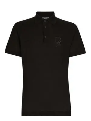 Dolce & Gabbana Logo-embroidered Jersey Polo Shirt - Black
